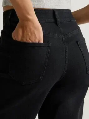 Quince | Jeans | Quince Bella Stretch Patch Pocket Wide Leg Jeans Black ...
